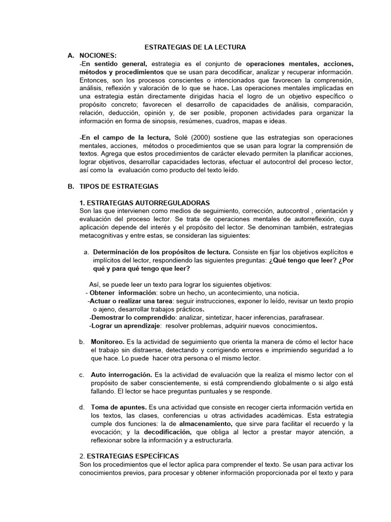 Separata - Tema 8-Estrategias de La Lectura | PDF | Inferencia | Evaluación