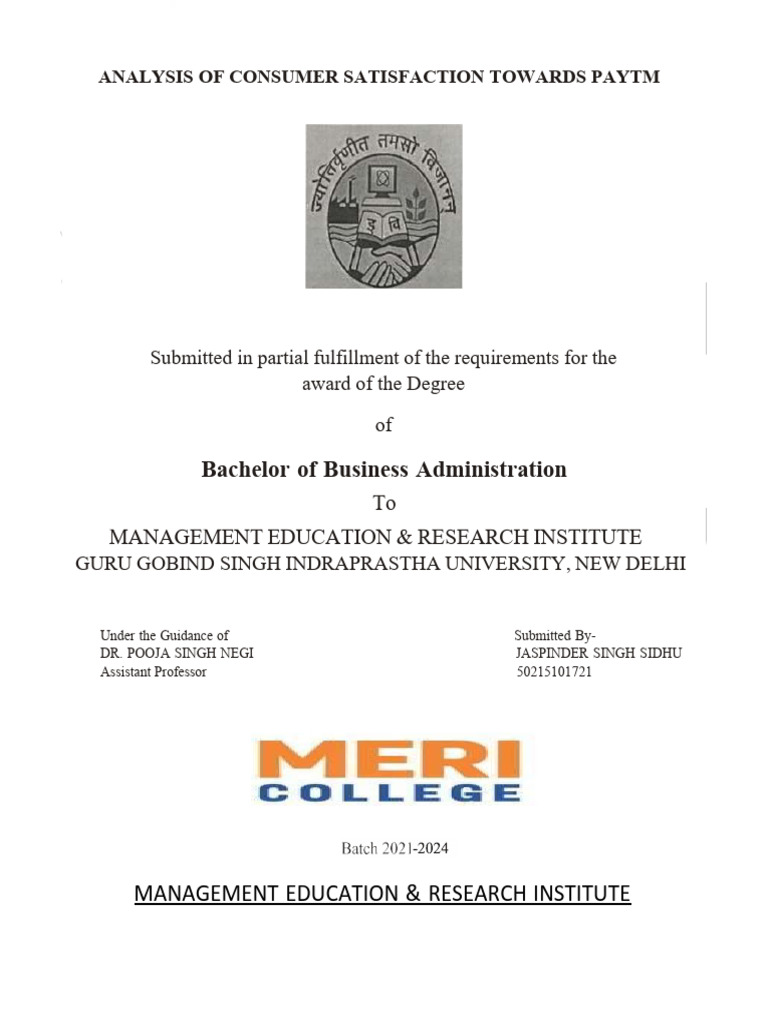 Consumer Satisfaction Analysis of Paytm | PDF | Sampling (Statistics ...