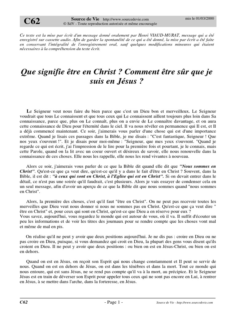 Être en Christ : Signification et Promesses | PDF | Jésus | Baptisme