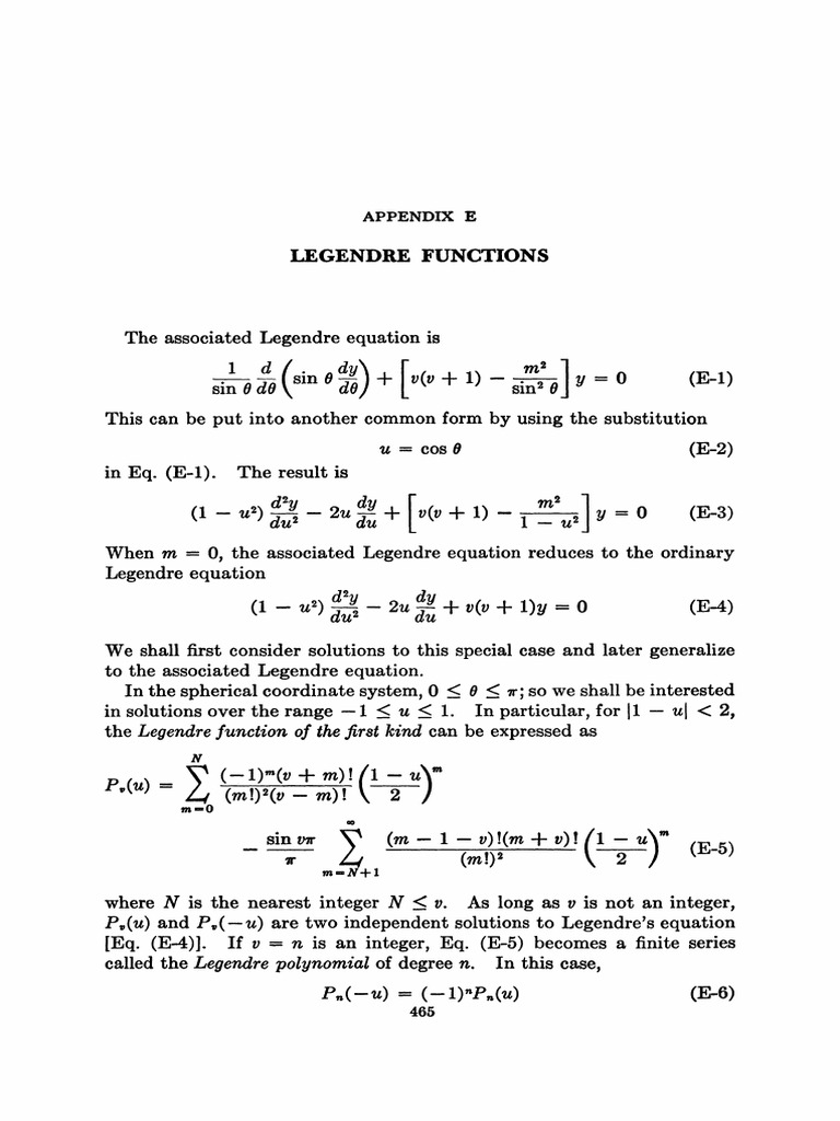Appendix E Legendre Functions | PDF | Special Functions | Mathematical ... Appendix E Legendre Functions | PDF | Special Functions | Mathematical ...