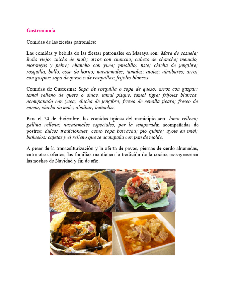 Comida Tipica Masaya | PDF