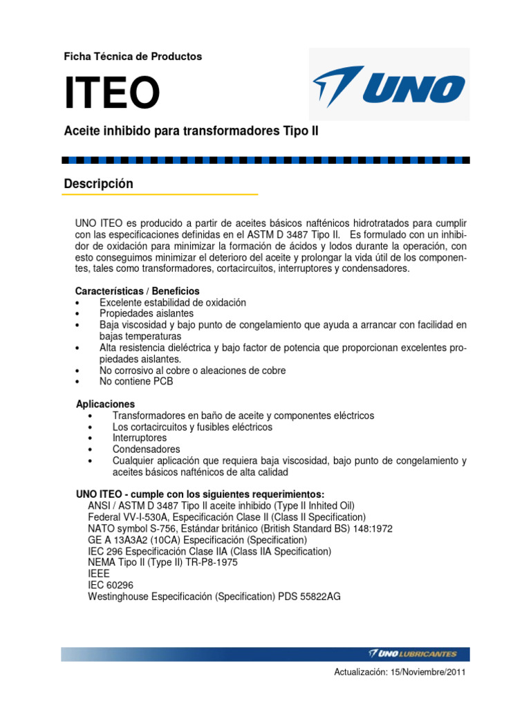 UNO ITEO Transformer and Electrical Oil Espanol | PDF | Transformador ...