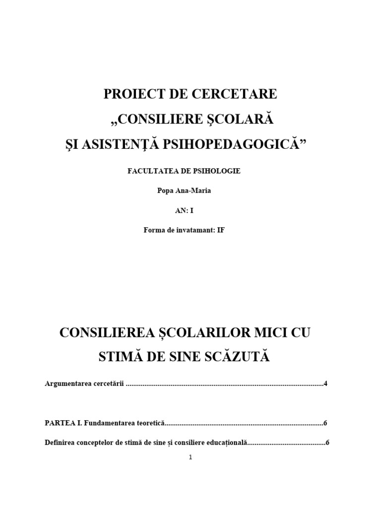 Proiect-De-Cercetare - Psihologie Experimentala | PDF