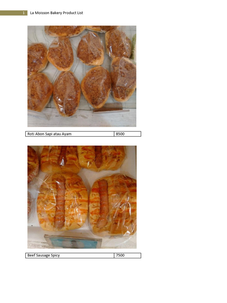 Daftar Produk Bakery Part 1 | PDF | Foods | Cuisine