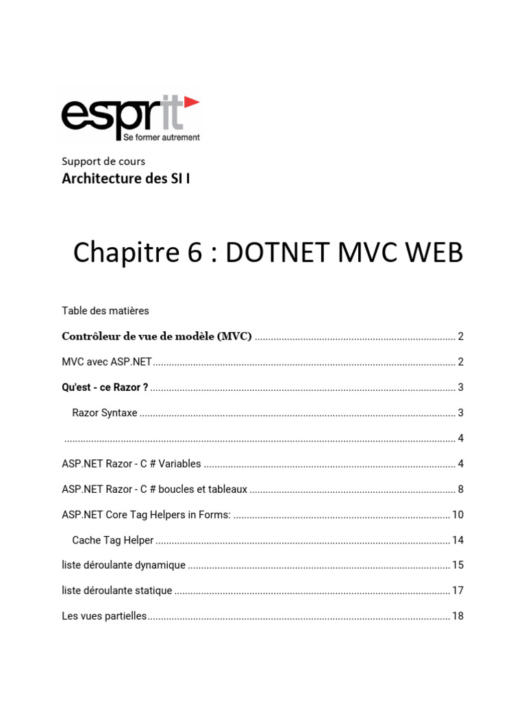 Support de cours-Chap5-Asp - Net Core MVC-P1 | PDF | Modèle-vue-contrôleur | C# (Langage de ...