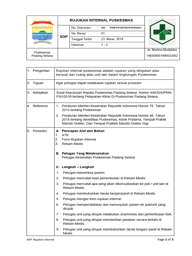 Sop Rujukan Internal | PDF