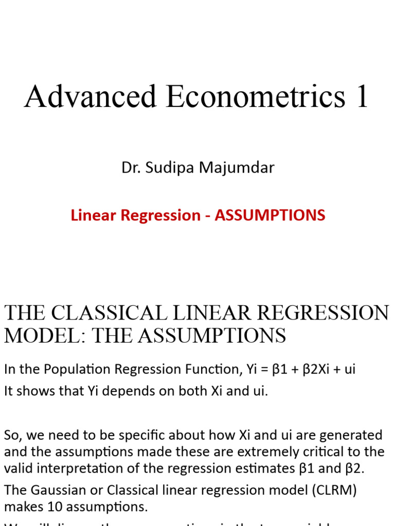 CLRM Assumptions | PDF | Ordinary Least Squares | Estimator