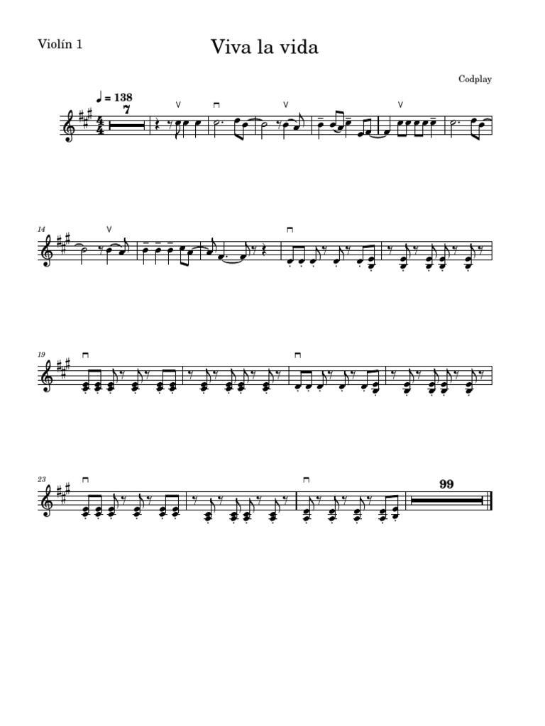 Viva La Vida-Violín 1 | PDF