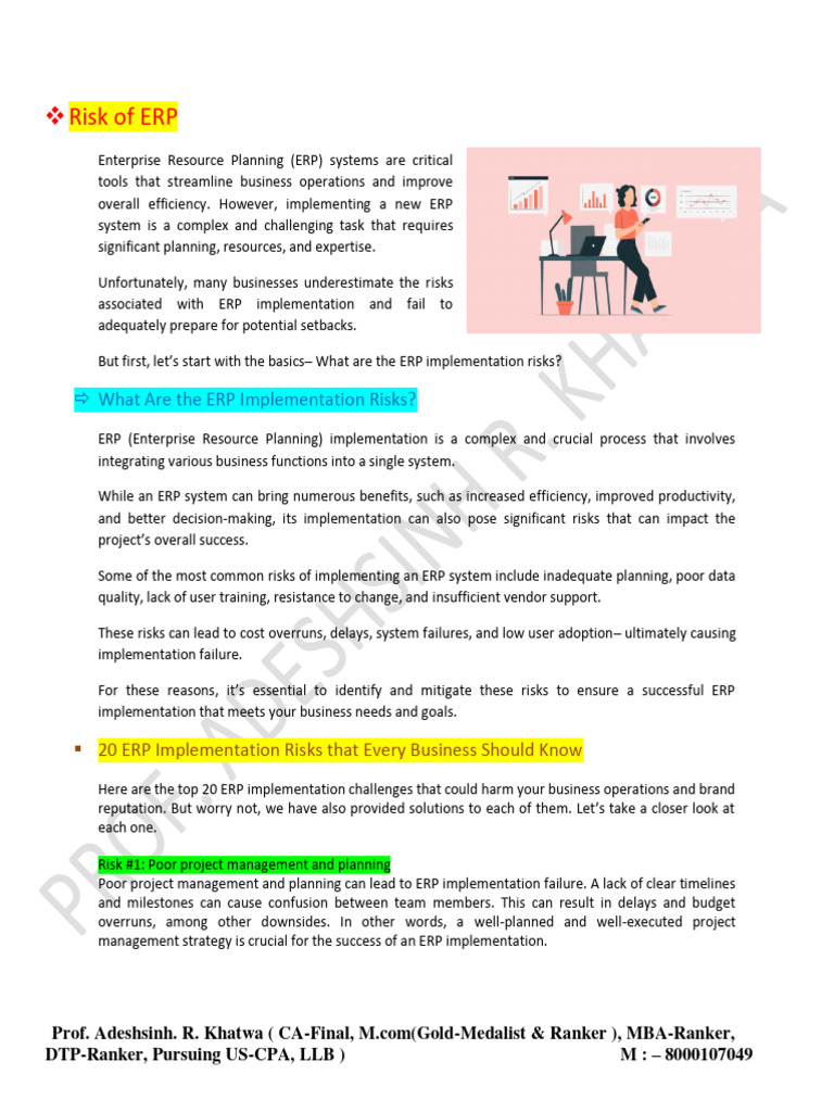 Risk of ERP: What Are The ERP Implementation Risks? | PDF | Enterprise ...