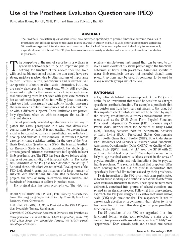 Prosthesis Evaluation Insights | PDF