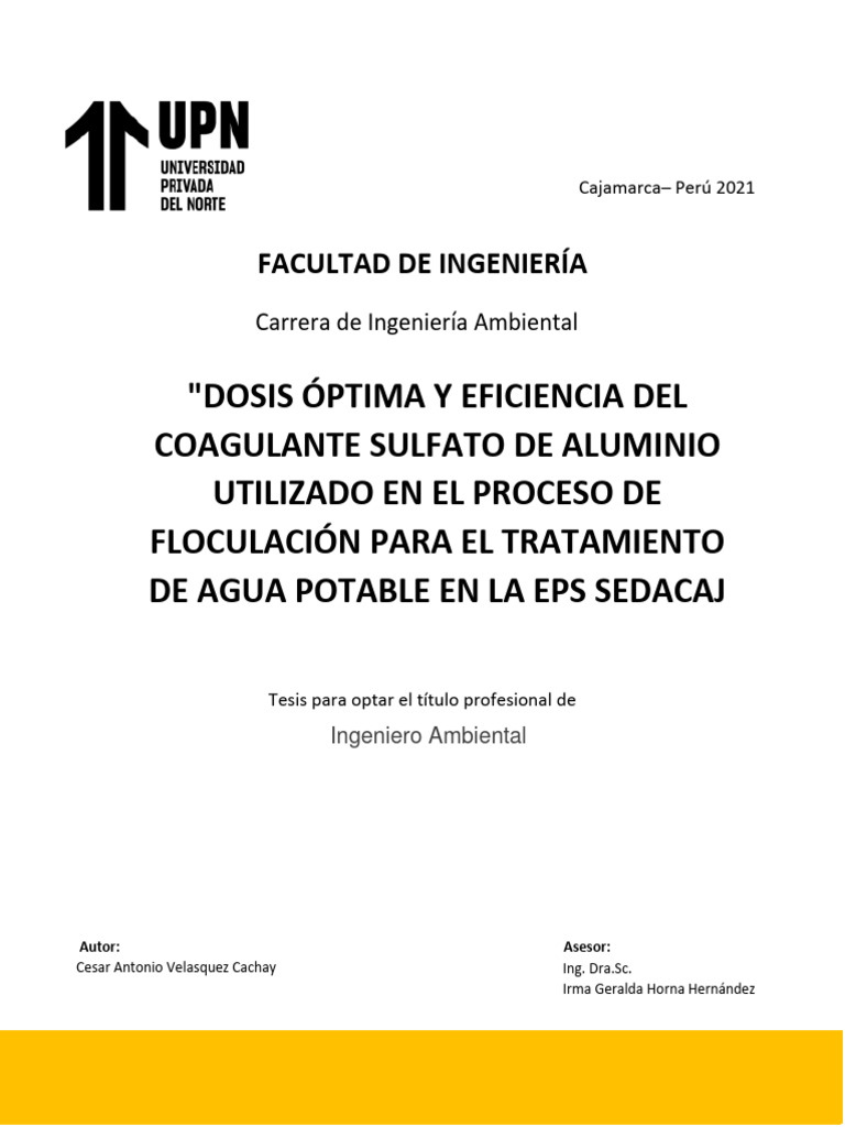 Tesis - Cesar Antonio Velasquez Cachay | PDF | Agua | Coloide