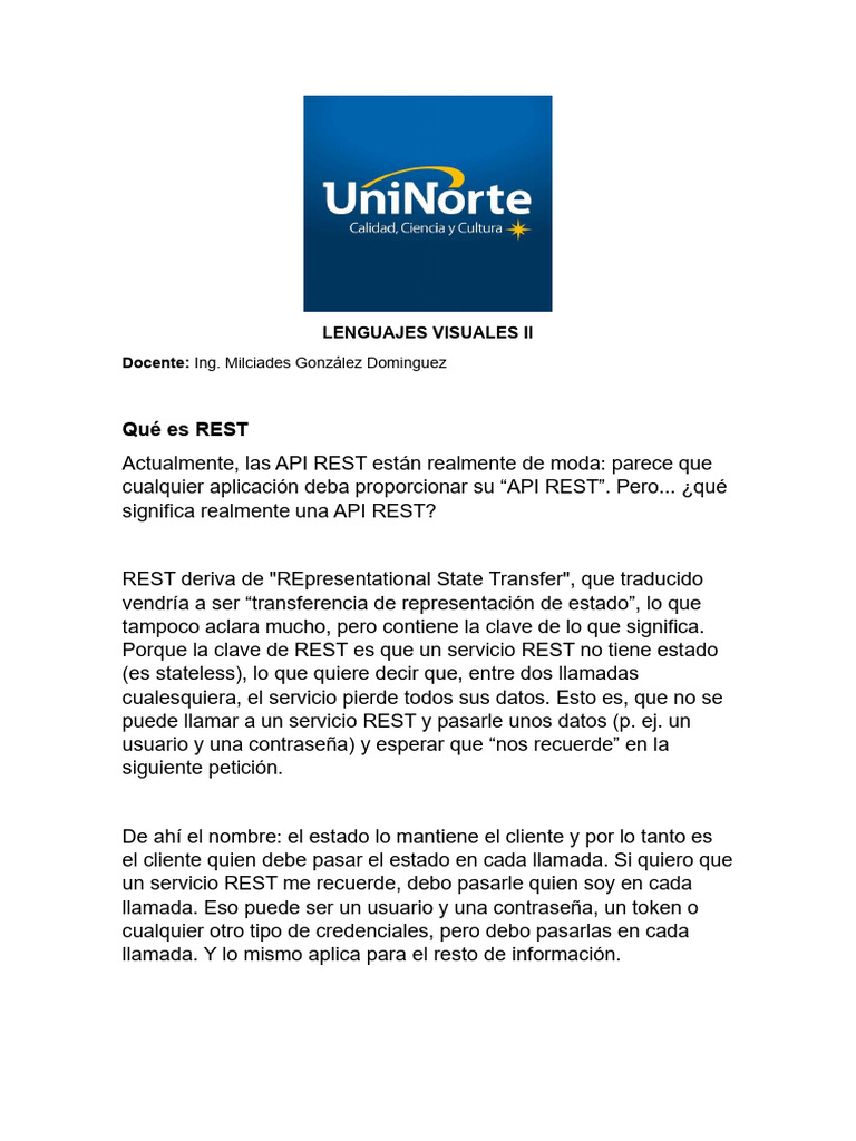 Web Service REST | PDF | Transferencia de estado representacional ... Web Service REST | PDF | Transferencia de estado representacional ...
