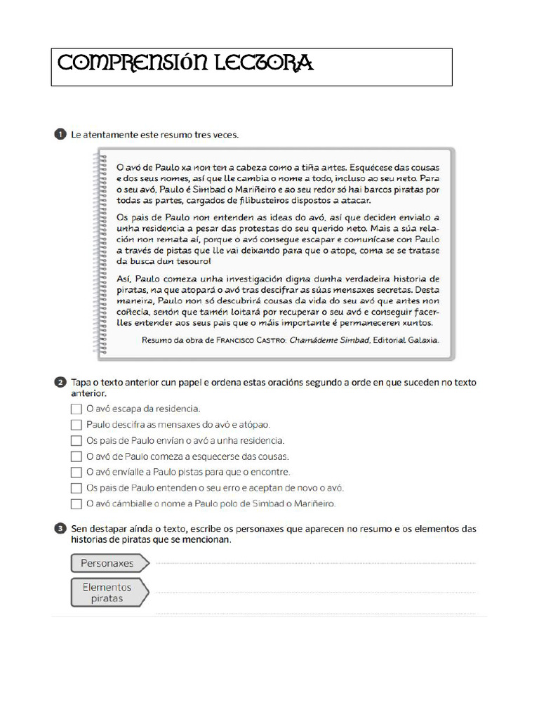 Comprension Lectora 3 Galego | PDF