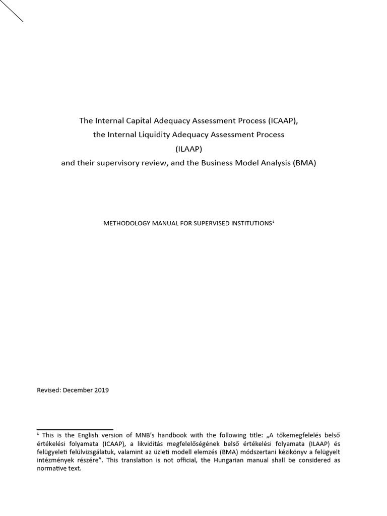 Icaap Ilaap Bma Manual 2019 en | PDF | Capital Requirement | Risk