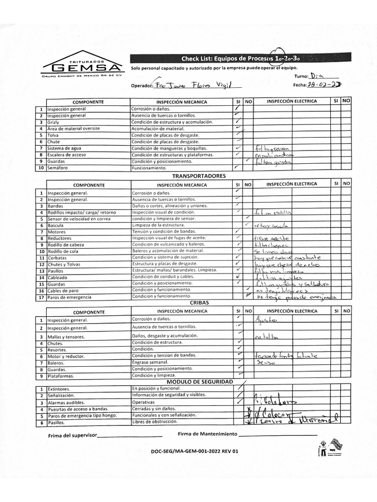 Check List Primario | PDF