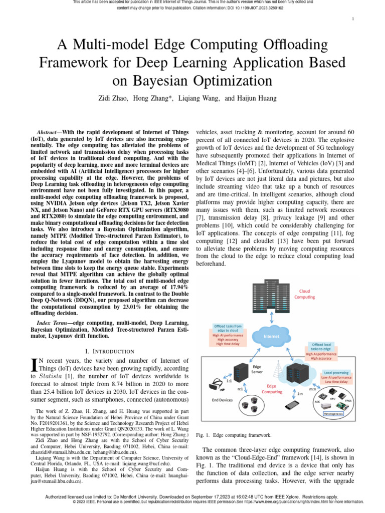 A Multi-Model Edge Computing Offloading Framework For Deep Learning Application Based On ...