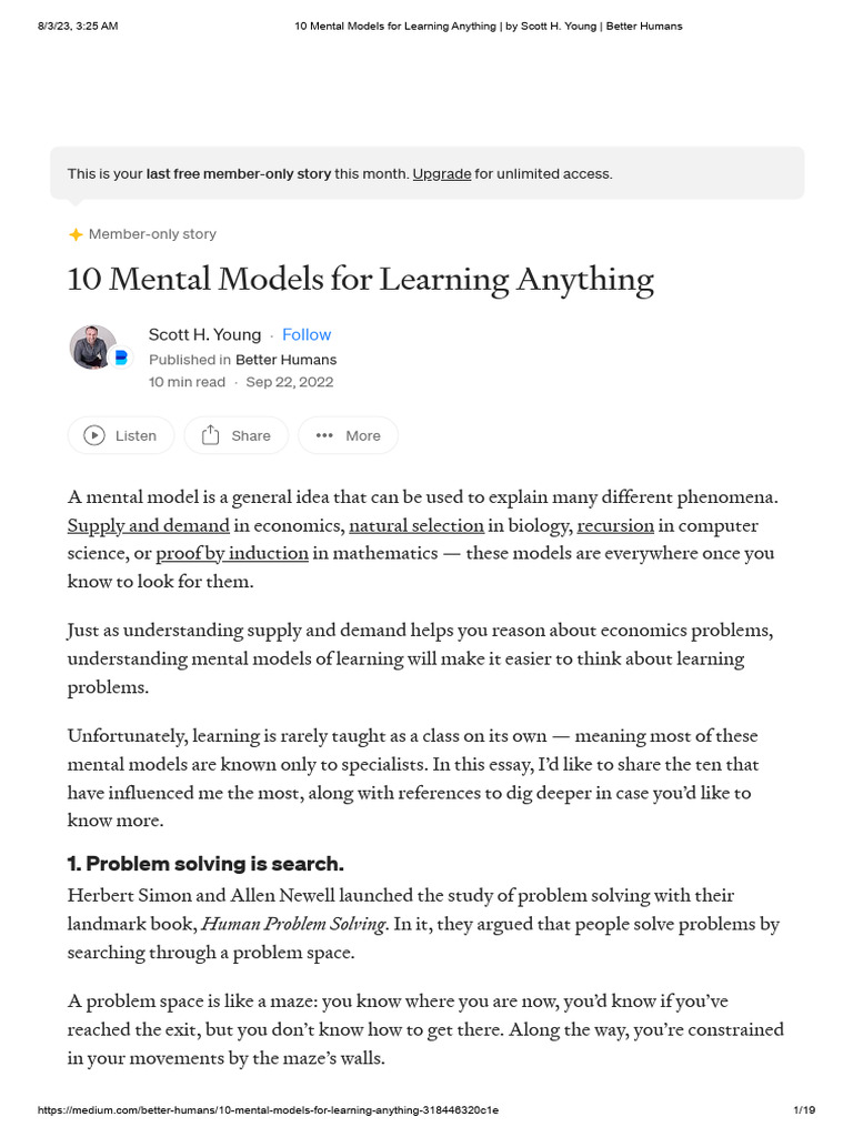 10 Mental Models For Learning Anything - by Scott H. Young - Better ...