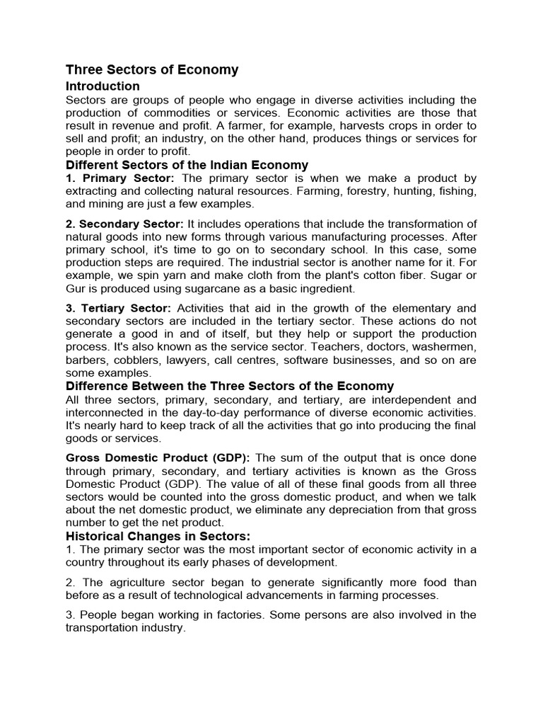Understanding India's Economic Sectors | PDF | Unemployment | Employment