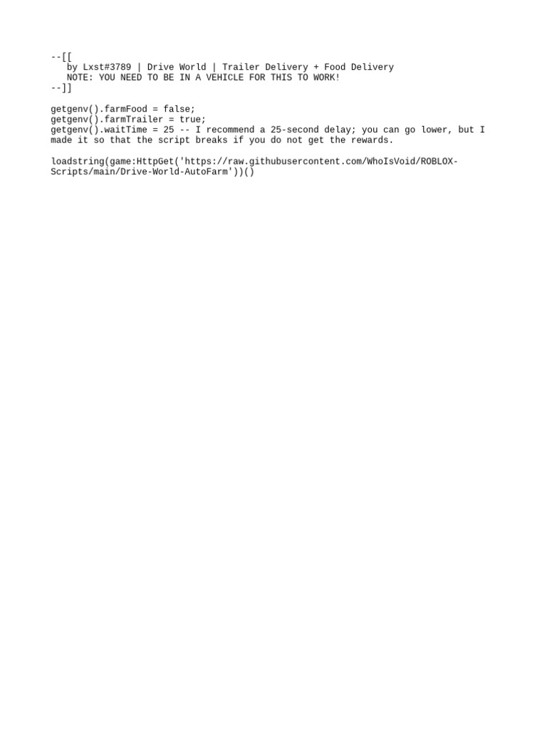 Drive World AutoFarm Script Guide | PDF