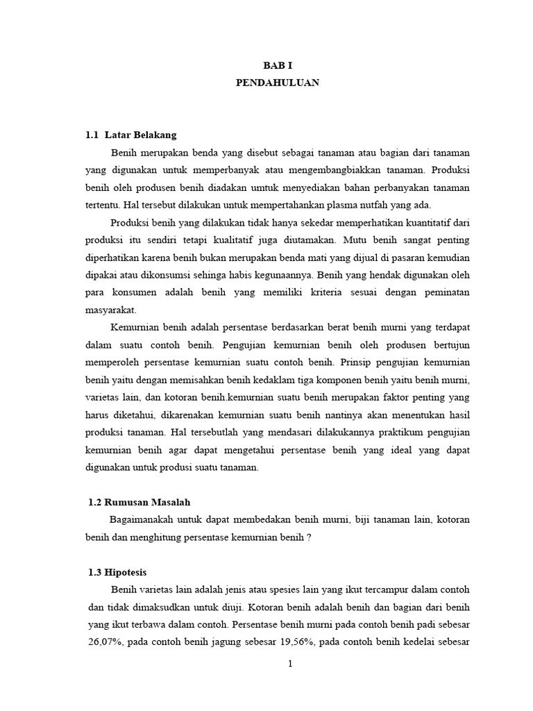 Pengujijan Kemurnian Benih | PDF