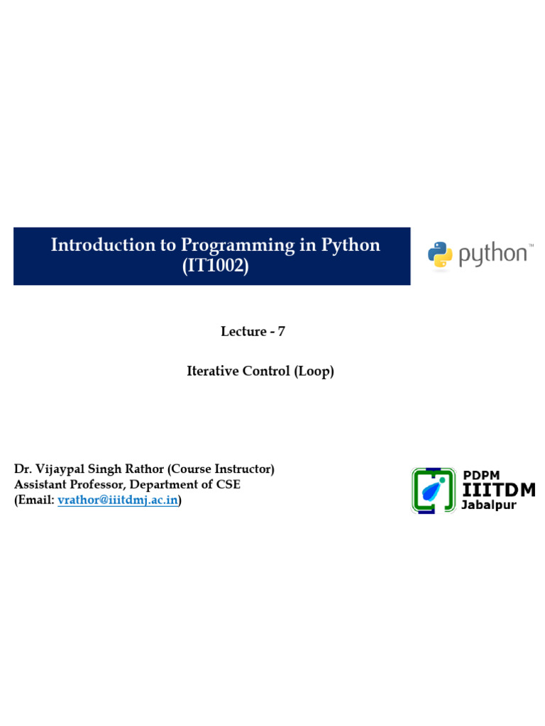 Python 7 | PDF | Control Flow | Software Engineering Python 7 | PDF | Control Flow | Software Engineering