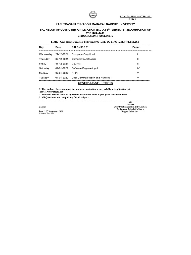 TT BCA 5th SEM | PDF | Information Technology | Computer Science
