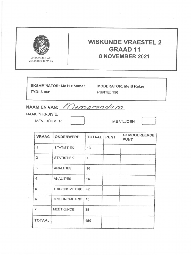 Eksamen Nov 2021 v2 Memo | PDF Eksamen Nov 2021 v2 Memo | PDF