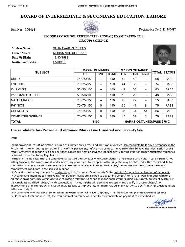 Top Student of 12th Class | PDF