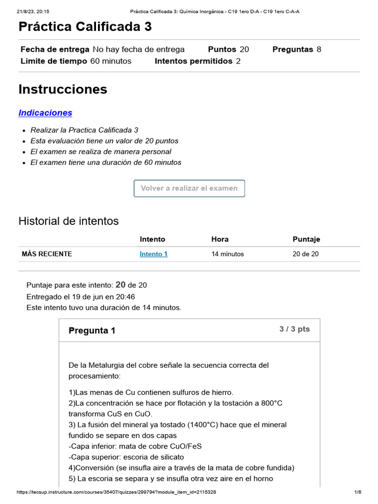 Práctica Calificada 3 - Química Inorgánica - C19 1ero D-A - C19 1ero C-A-A | PDF | Redox | Electrodo