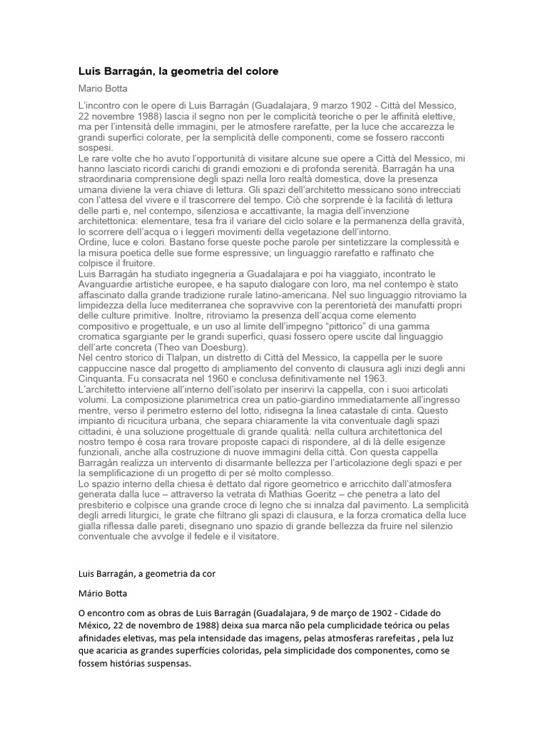 Luis Barragán - Mario Botta | PDF