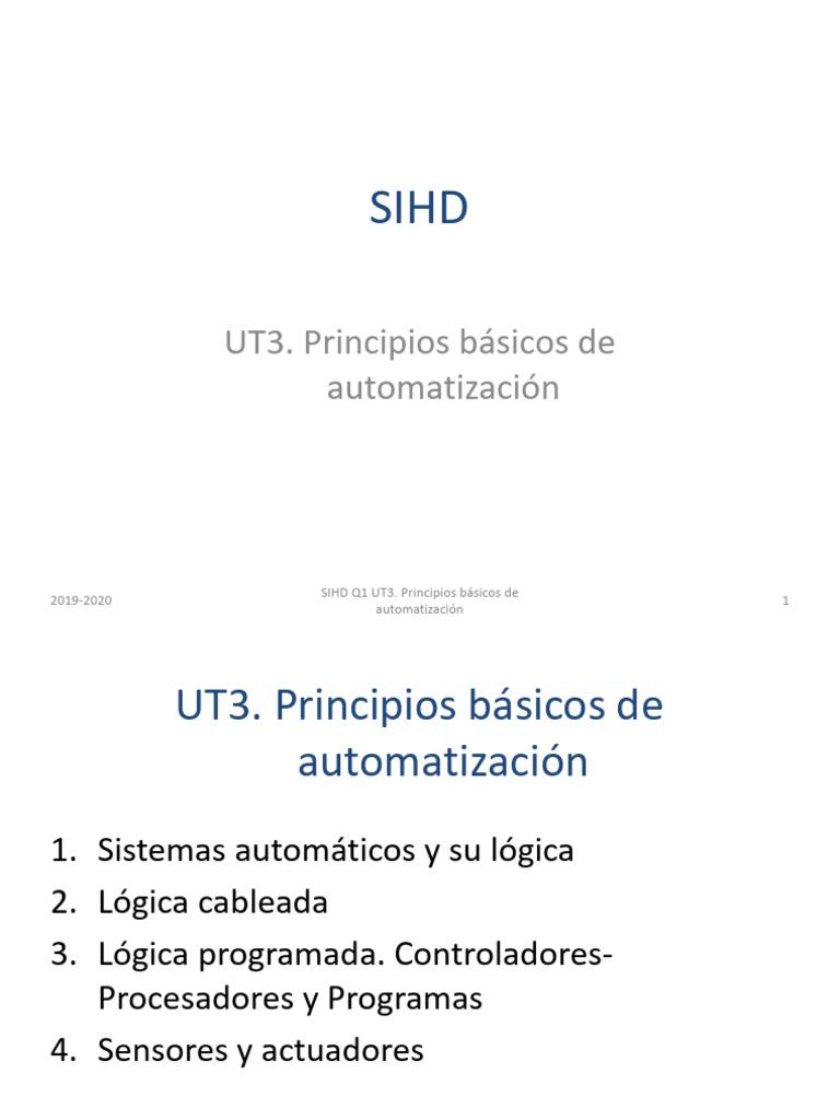 SIHD Q1 UT3. Principios Básicos de Automatización | PDF | Relé ...