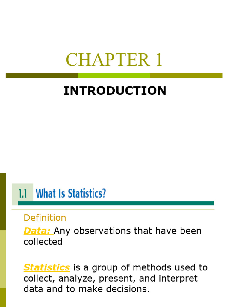 Chapter One - Introduction | PDF | Sampling (Statistics) | Statistics Chapter One - Introduction | PDF | Sampling (Statistics) | Statistics