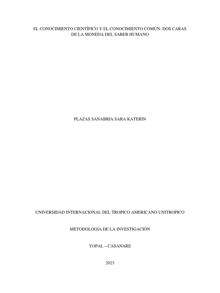 EL CONOCIMIENTO CIENTÍFICO Y EL CONOCIMIENTO COMÚN | PDF | Conocimiento ...