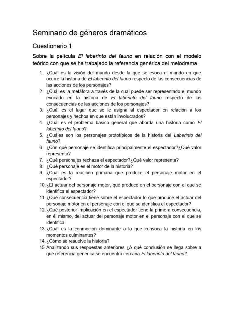 Análisis de personajes en El laberinto del fauno | PDF