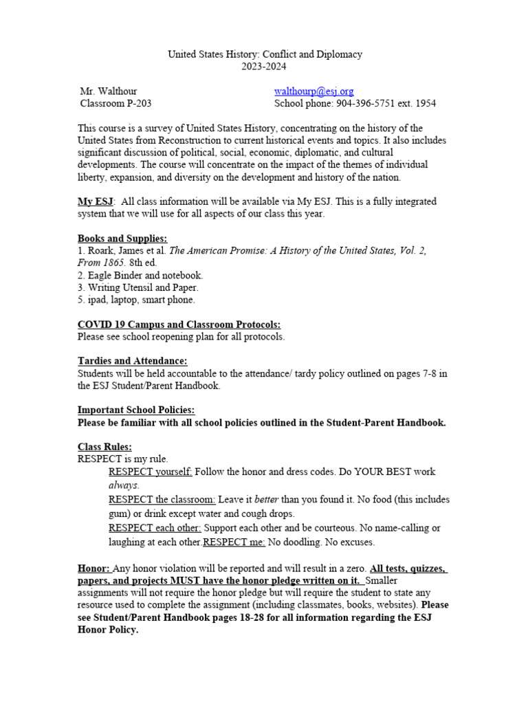 Ushistory Syllabus 2023-2024 | PDF | Career & Growth | Self-Improvement