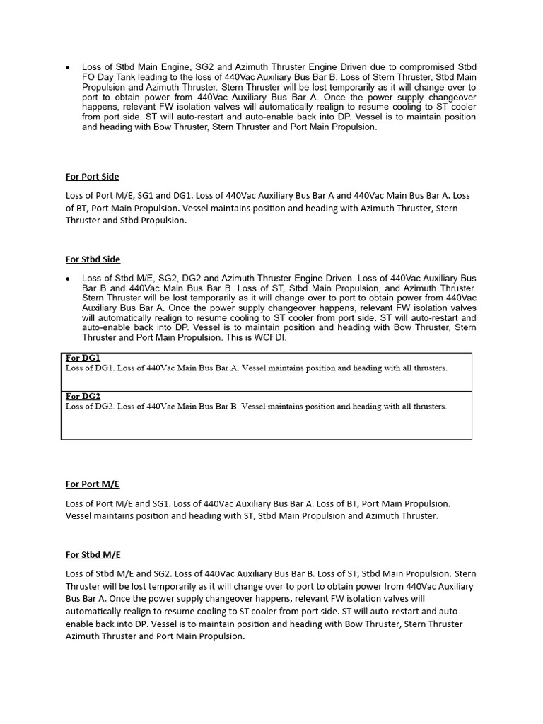 Loss of STBD Main Engine | PDF