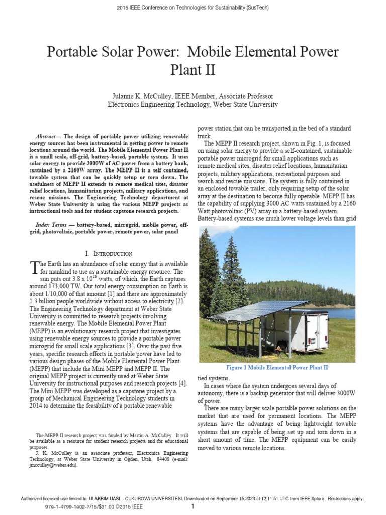 Portable Solar Power Mobile Elemental Power Plant II | PDF | Solar ...
