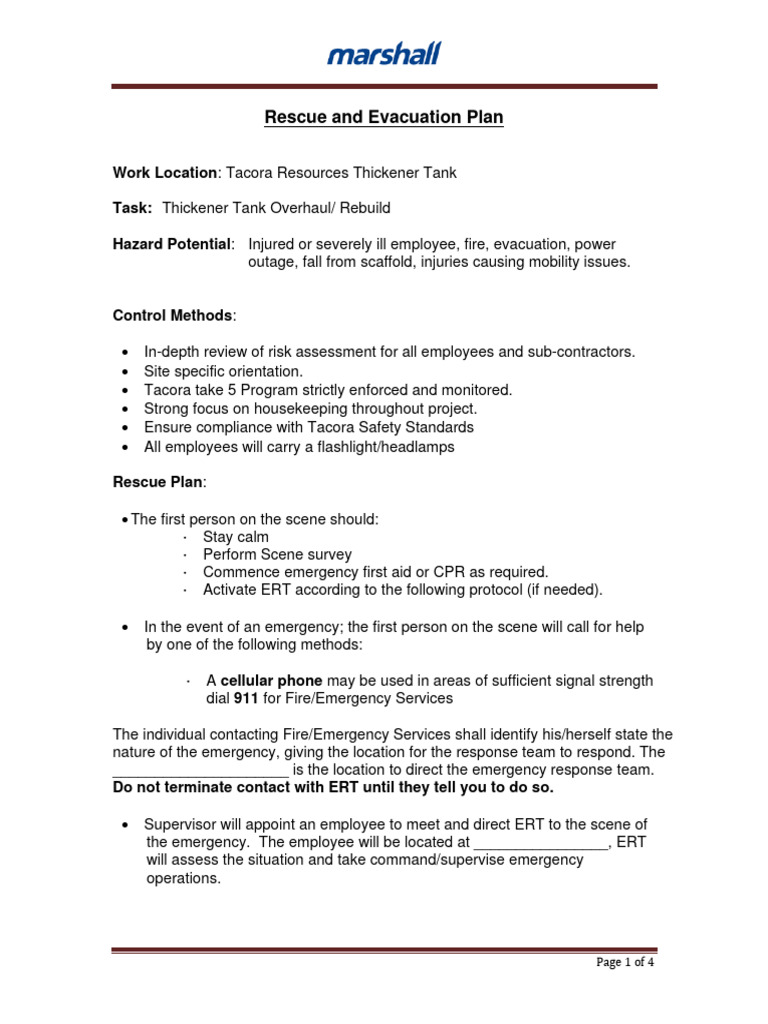 Thickener Repairs Rescue Plan | PDF | Emergency | 9 1 1