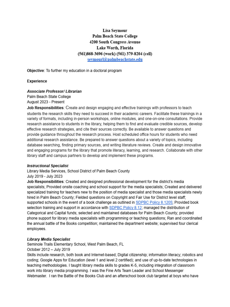 Lisa Seymour - Resume | PDF | Social Science