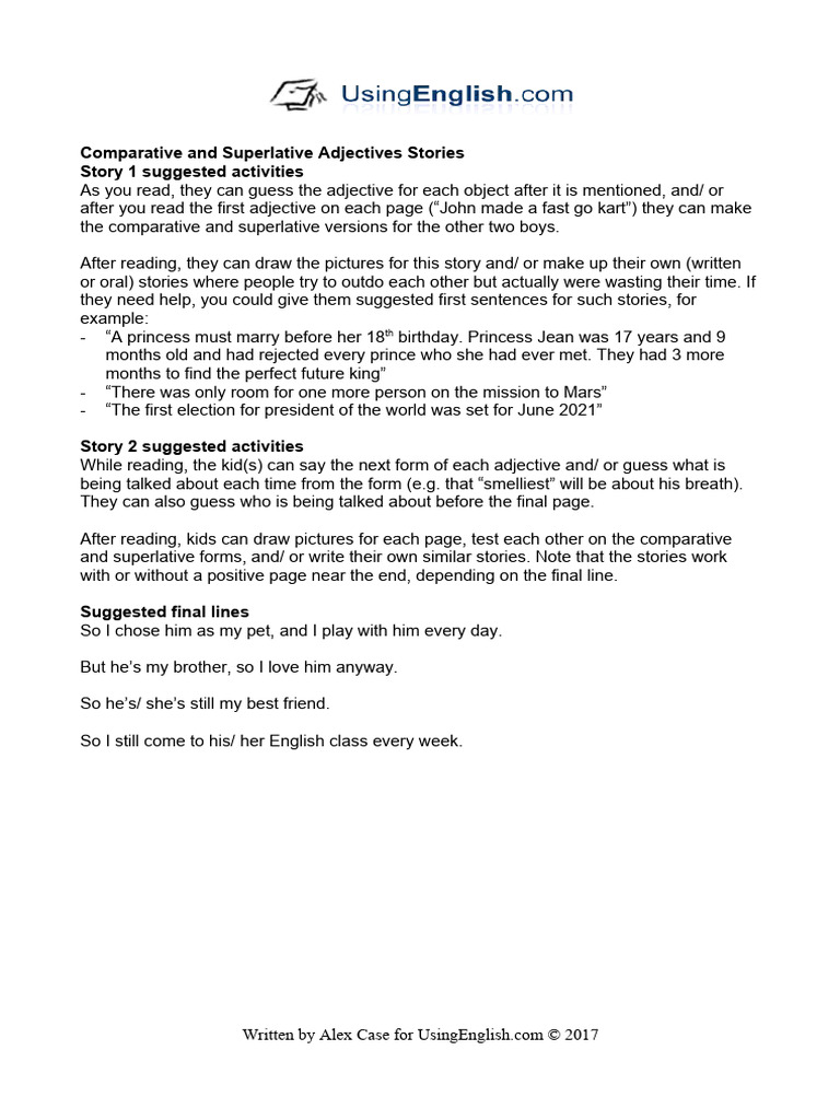 Comparative and Superlative Stories for Kids | PDF