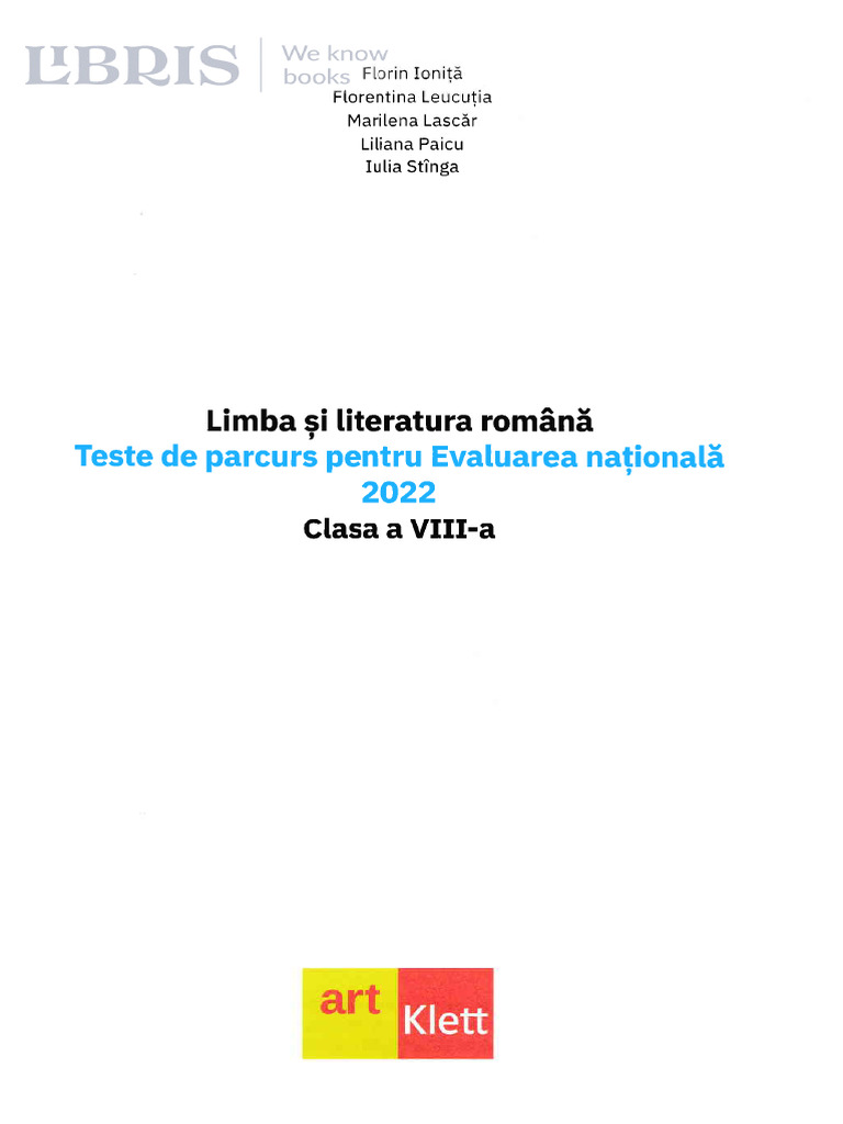 Limba Si Literatura Romana Pentru Evaluarea Nationala - Clasa 8 ...