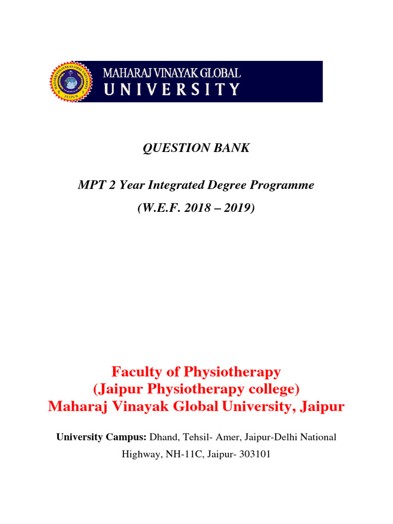 MPT Question Bank | PDF | Physical Therapy | Neurology