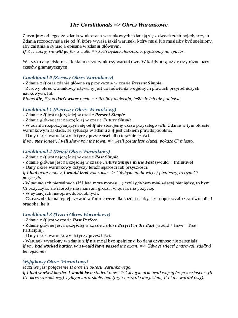 Okresy Warunkowe | PDF