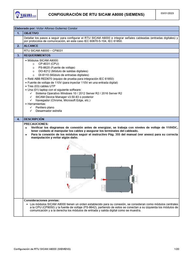 Instructivo - Configuración de RTU SICAM A8000 LDS | PDF | Red de ...
