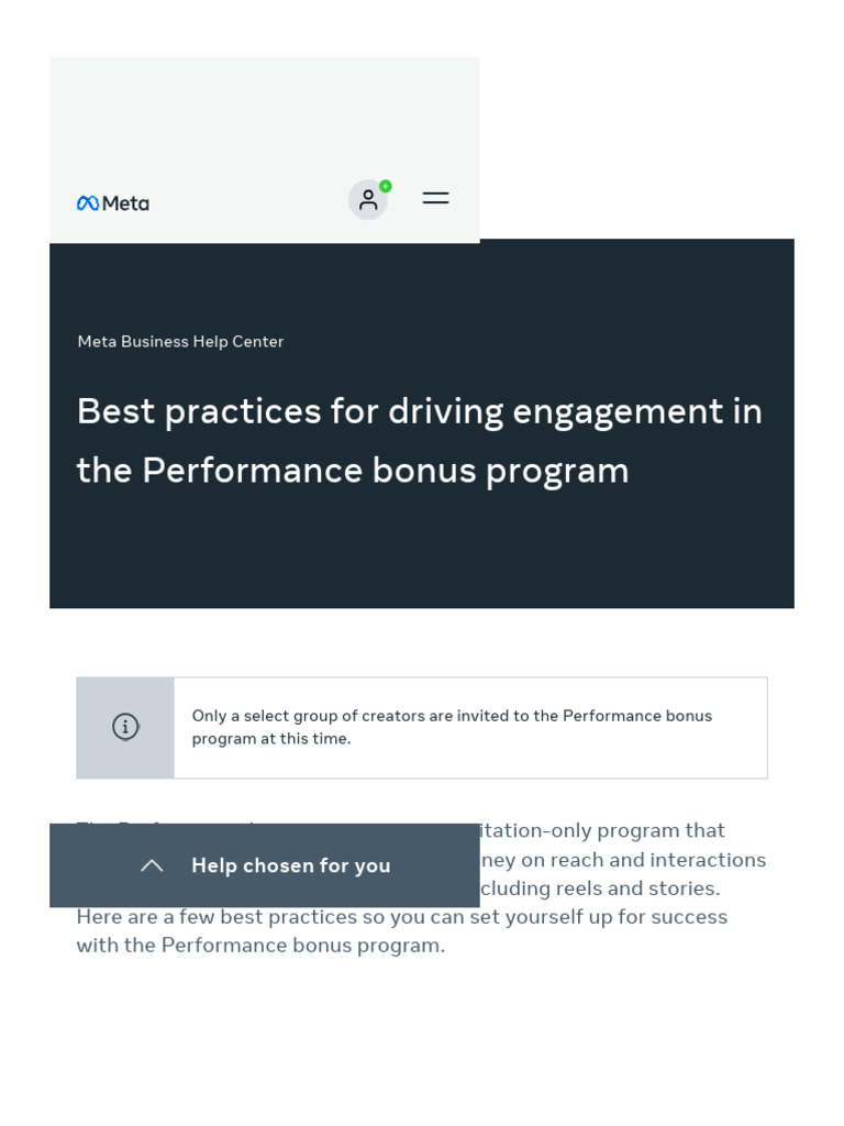Best Practices For The Performance Bonus Program - Meta Business Help ...