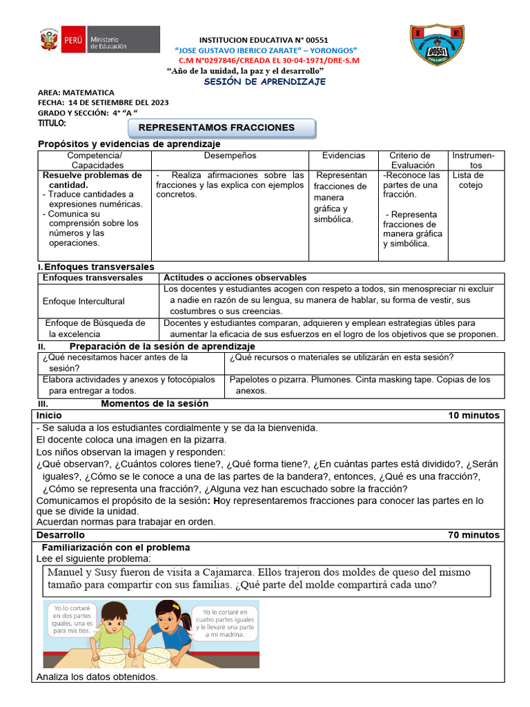 14 Set Mat - Repres. Fracciones | PDF | Aprendizaje | Cognición