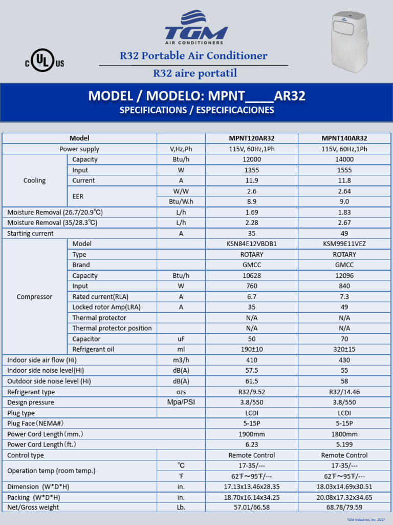 Catalogo Equipo Aire Acondicionado Portatil TGM | PDF | Home Appliance ...