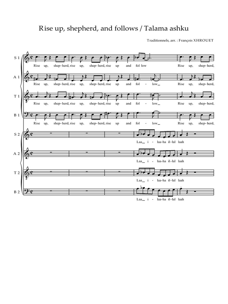 Rise Up, Shepherd - Talama Ashku Arr. F Xhrouet - Partition Complète | PDF