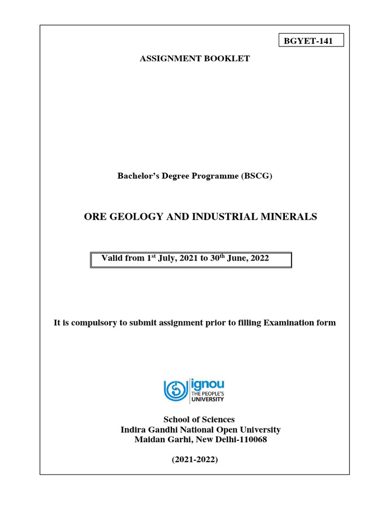 Assignments Bgyet-141-English - 2021-22 | PDF | Ore | Geology