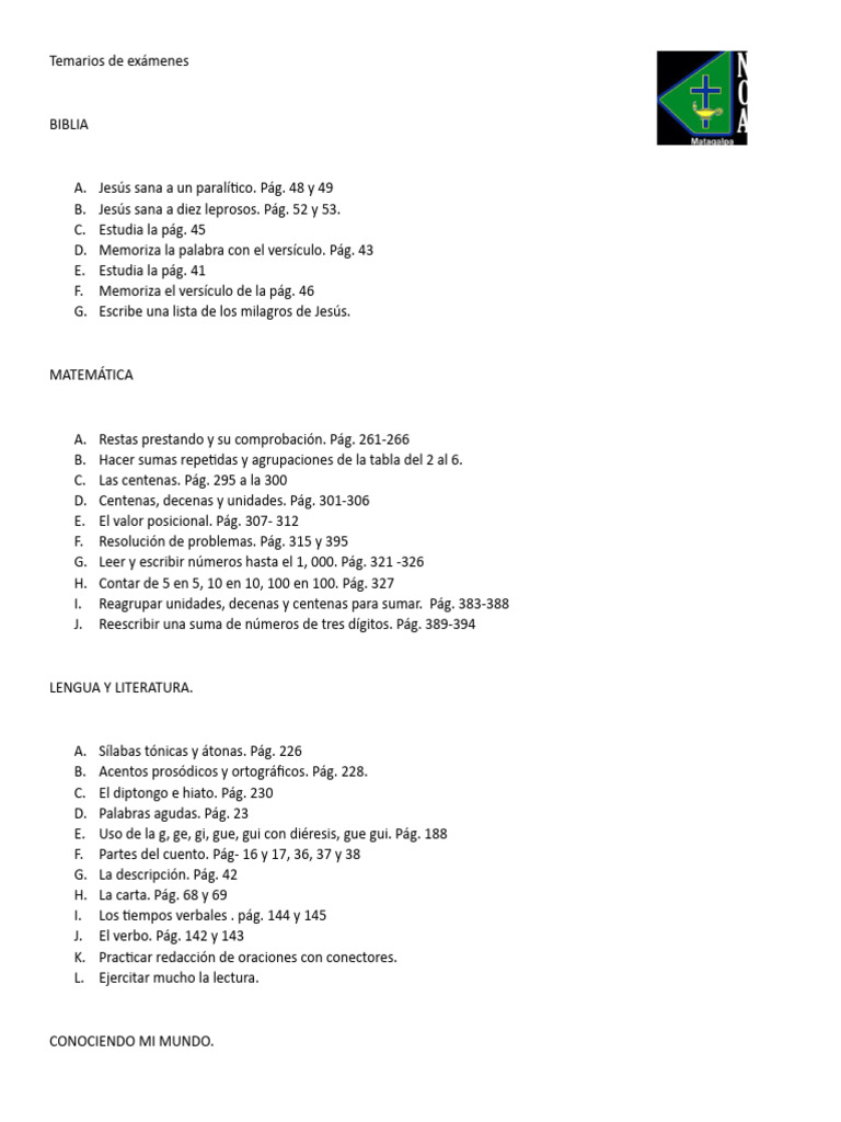 Temarios de Exámenes | PDF